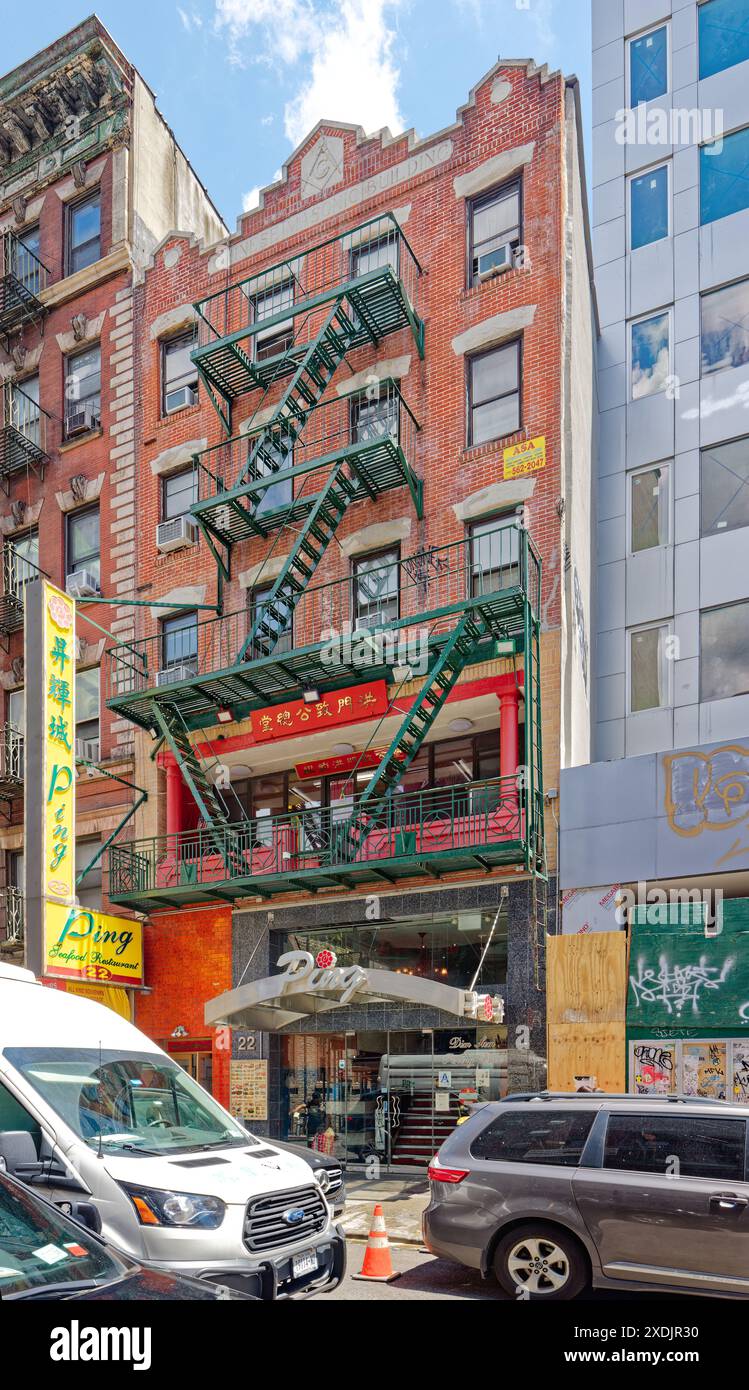 NYC Chinatown: 22 Mott Street, Masonic Building, is a six-story brick ...