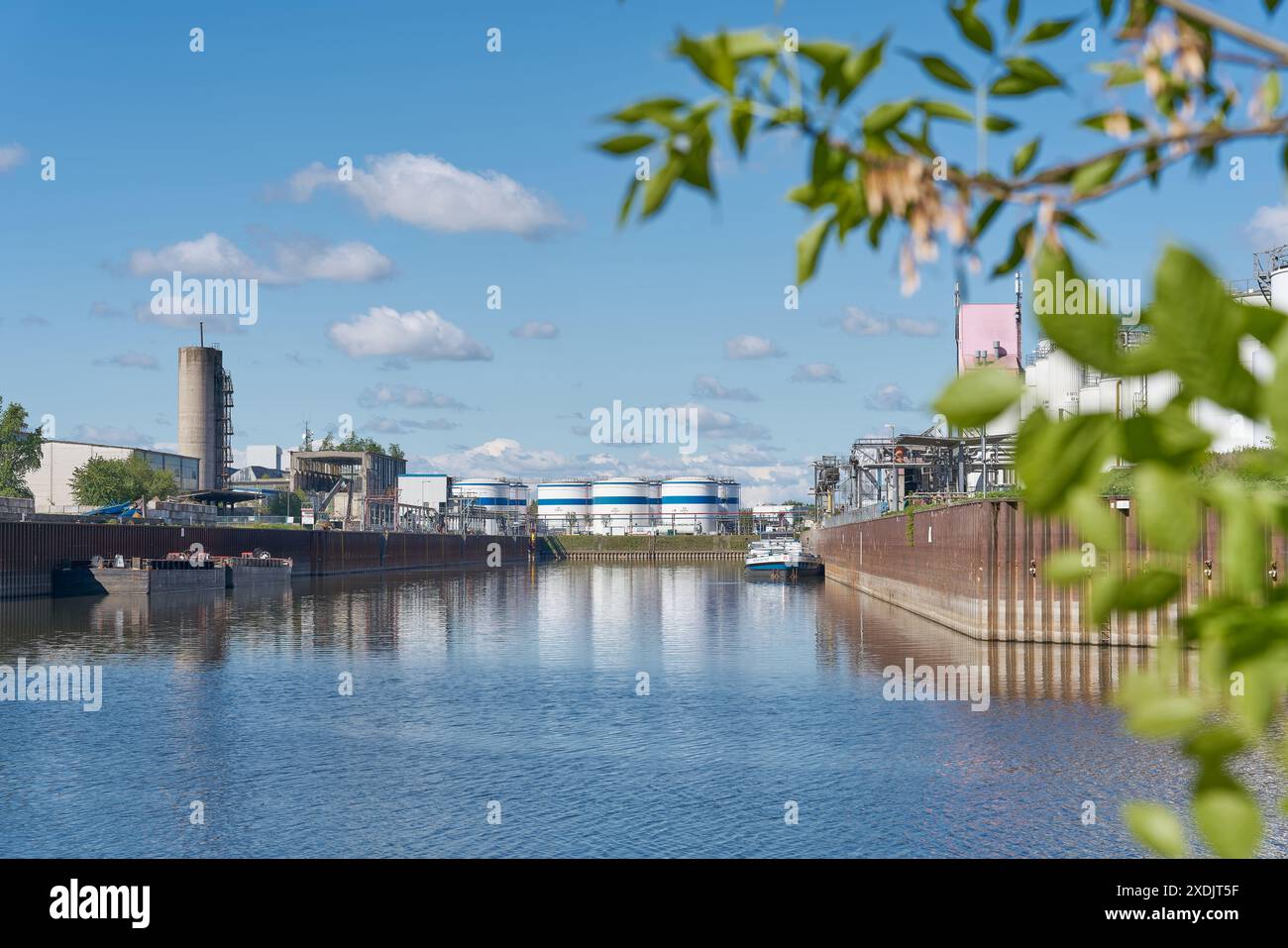 Harbor basin in the Zweigkanal in the port of Magdeburg in the ...