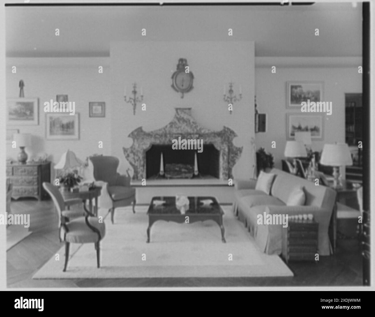 William R. Coe, residence in Mill Neck, Long Island. Living room, to ...