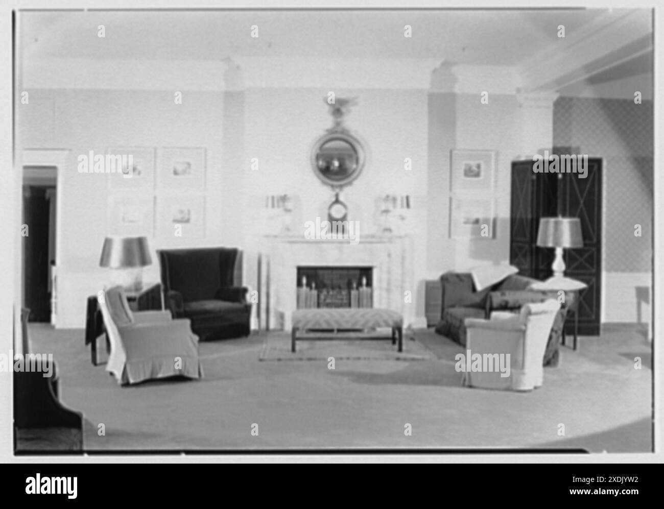 The Homestead, Hot Springs, Virginia. Living room fireplace I. Gottscho ...