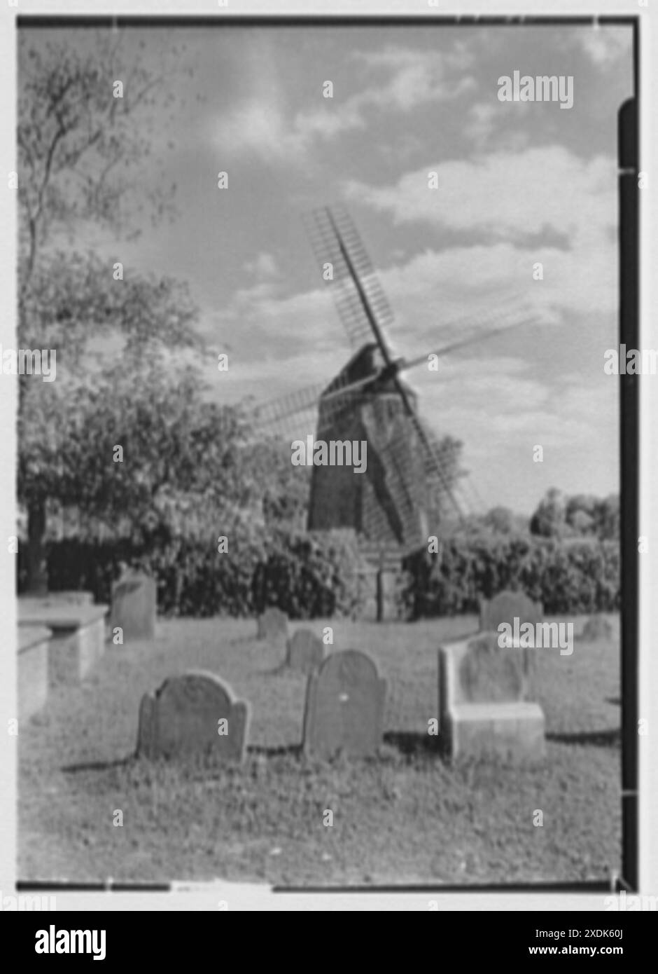 Gardiner's Mill, East Hampton, Long Island. Windmill from cemetery ...