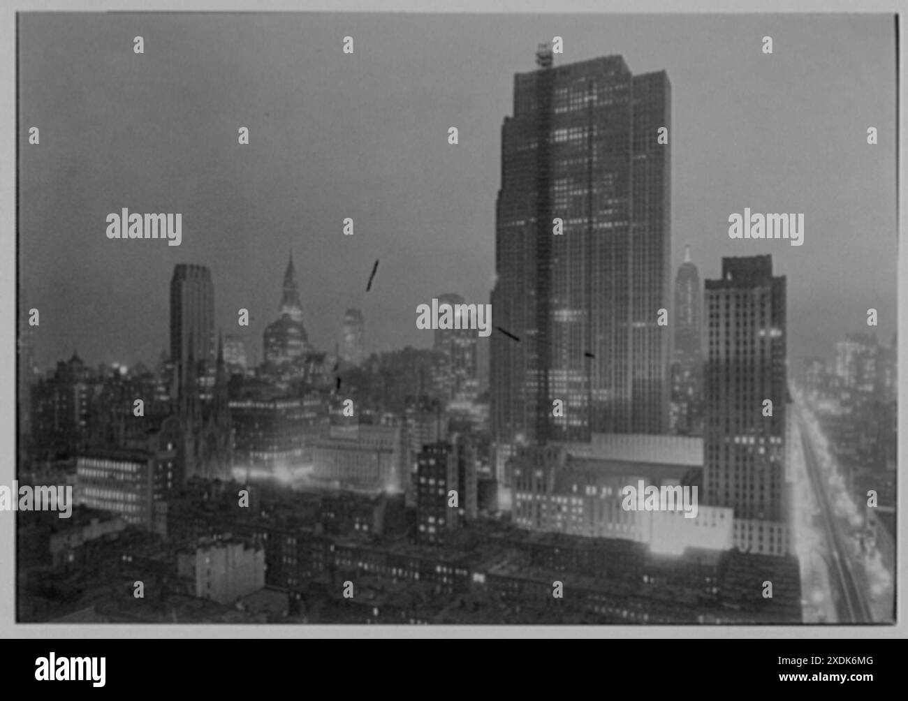 New York city views. View, RCA Building and south from Warwick, night ...