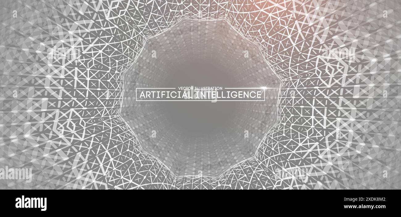 Abstract representation of an artificial intelligence network with a ...