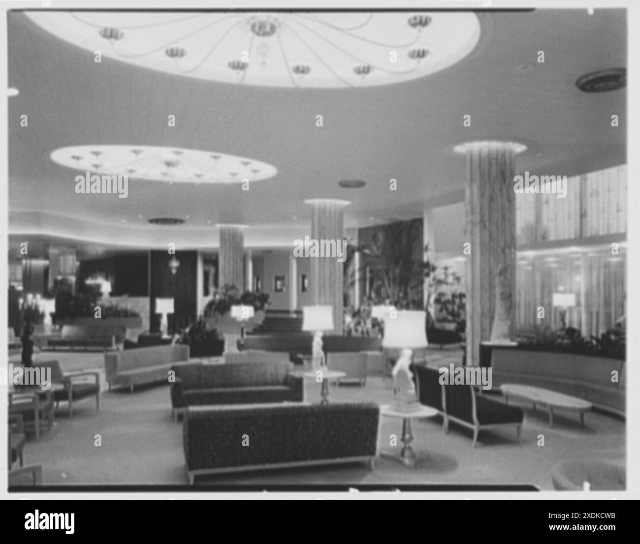 Fontainebleau Hotel, Miami Beach, Florida. Mid view of lobby. Gottscho ...