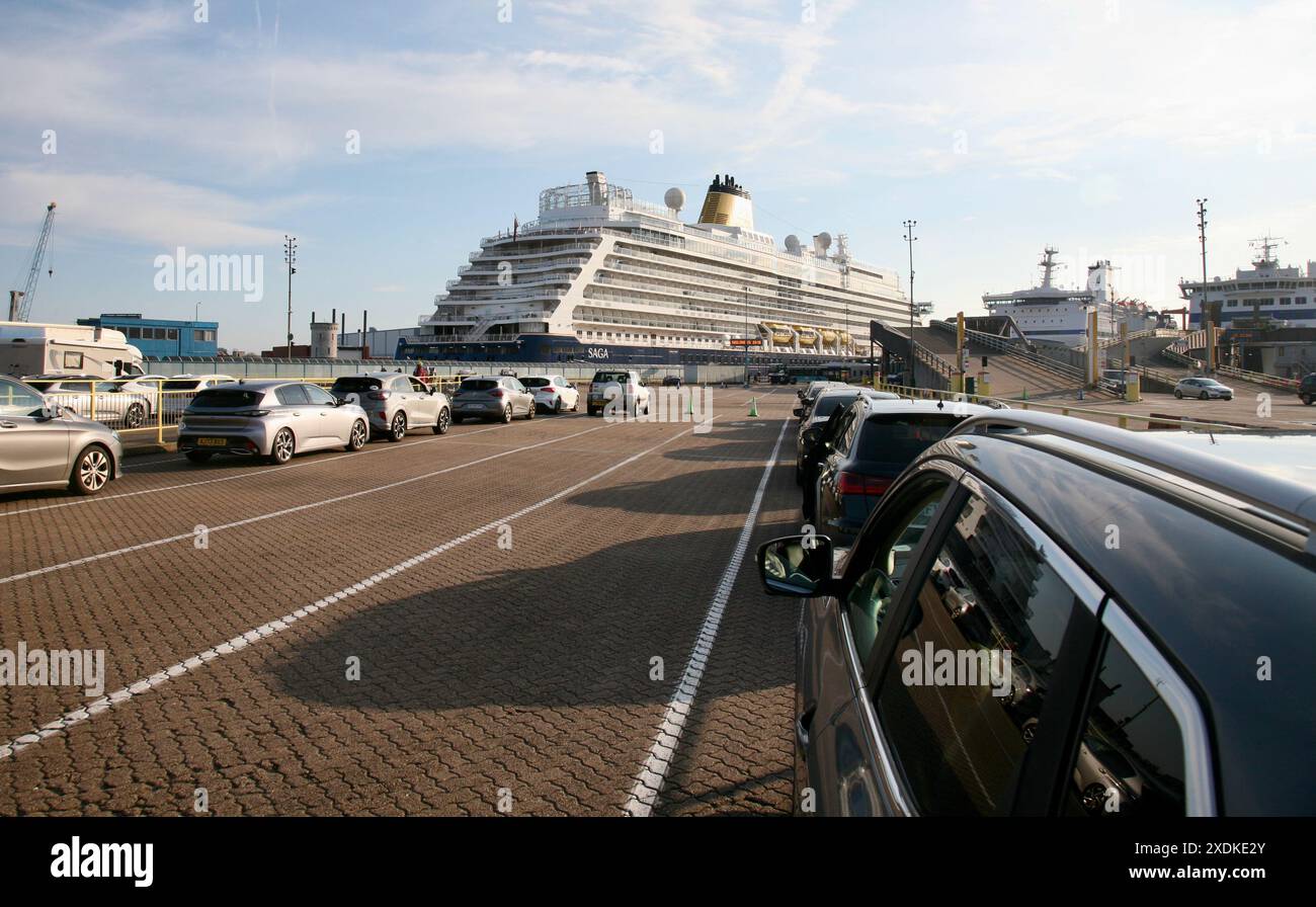 Waiting in line at Portsmouth Harbour, at the start of the holiday ...