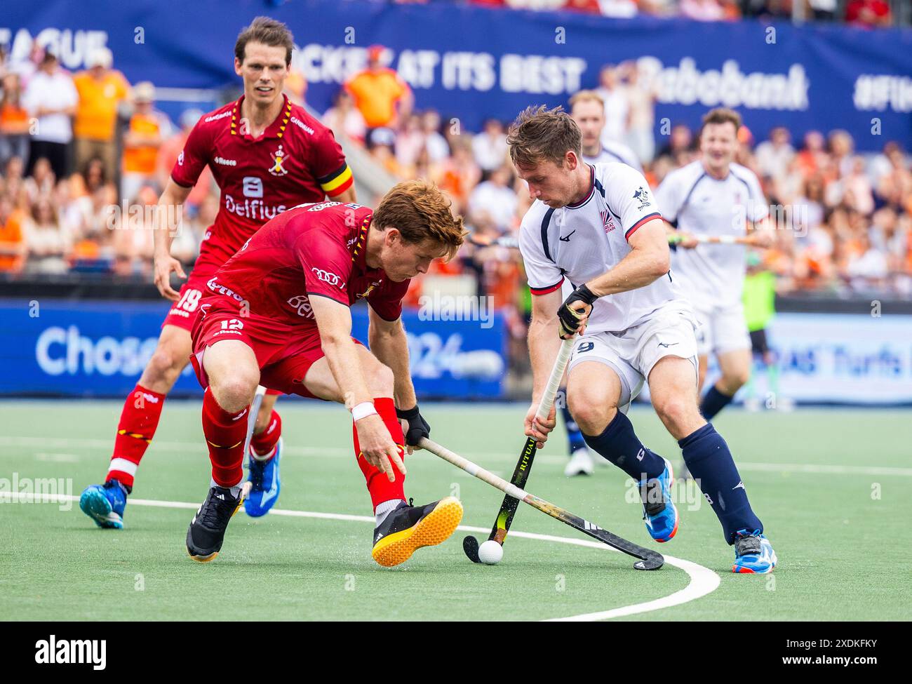 UTRECHT - David Goodfield (GBR) in a duel against Gauthier Boccard (BEL ...