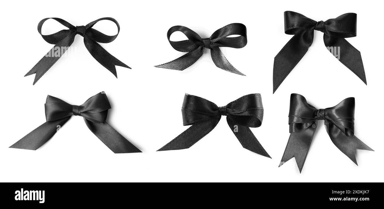 Beautiful black bows isolated on white, set Stock Photo - Alamy