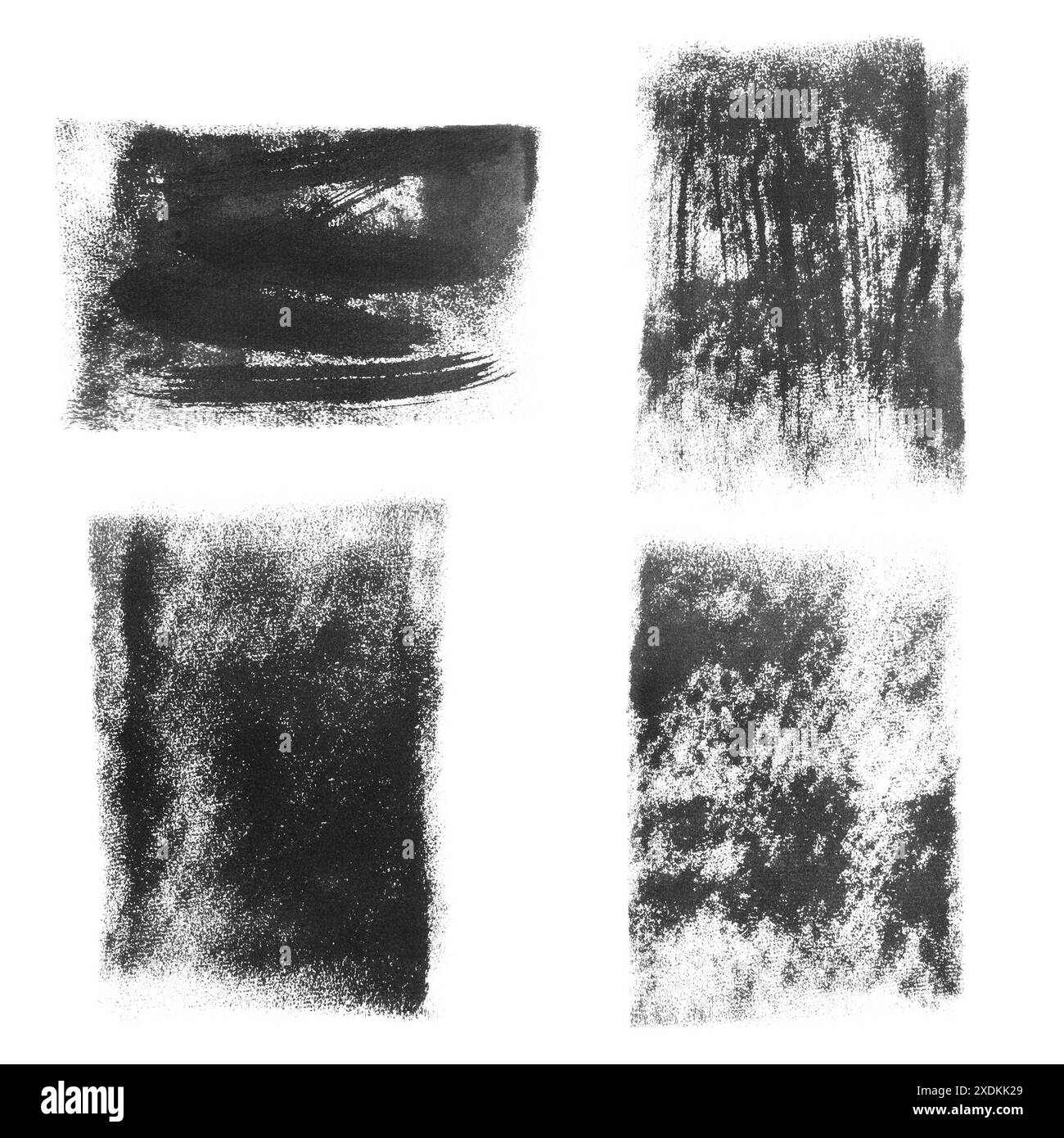 Abstract black ink paintings isolated on white, set Stock Photo - Alamy
