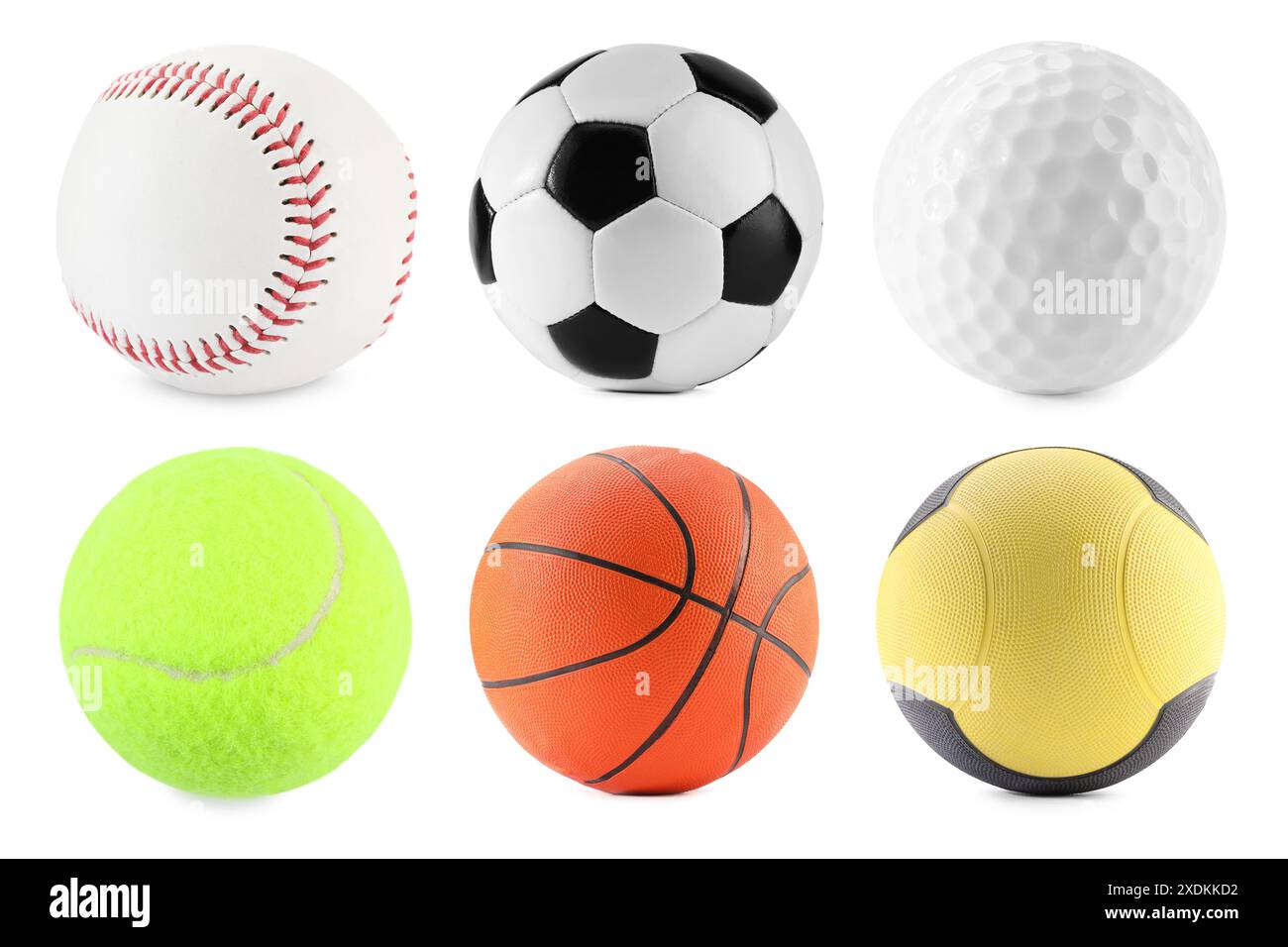 Different balls isolated on white, set. Sport equipment Stock Photo - Alamy