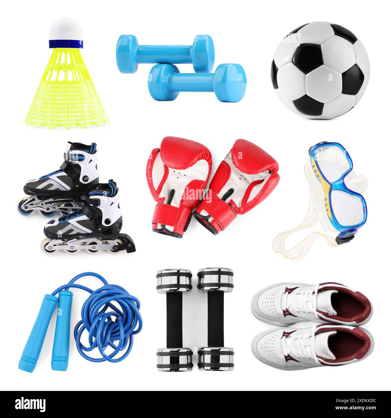 Different sport equipment isolated on white, set Stock Photo - Alamy