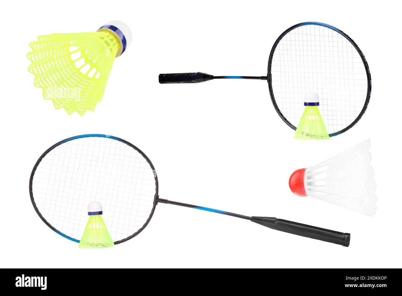 Professional badminton gear isolated on white, set. Sport equipment ...