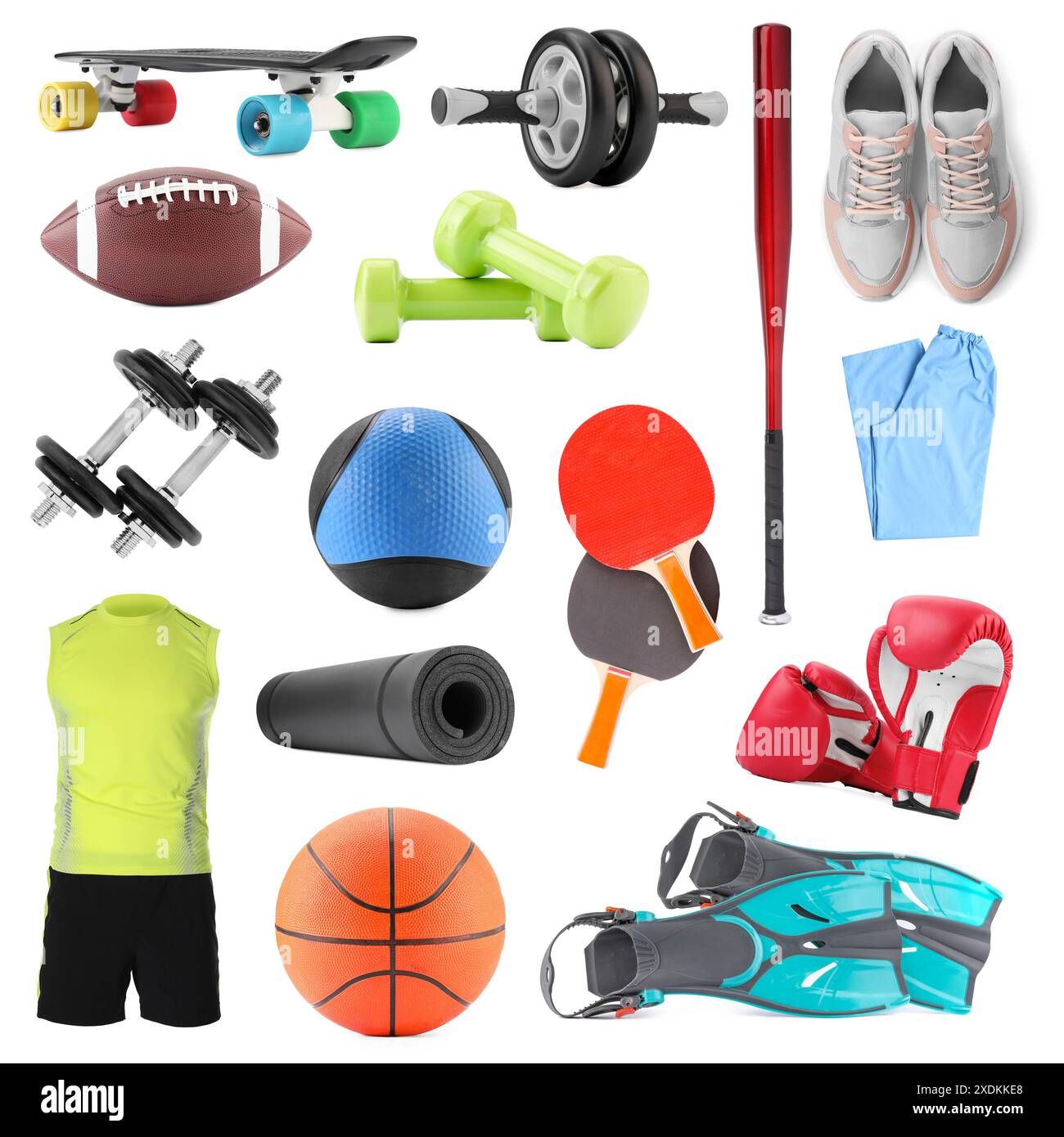 Different sport equipment isolated on white, set Stock Photo - Alamy