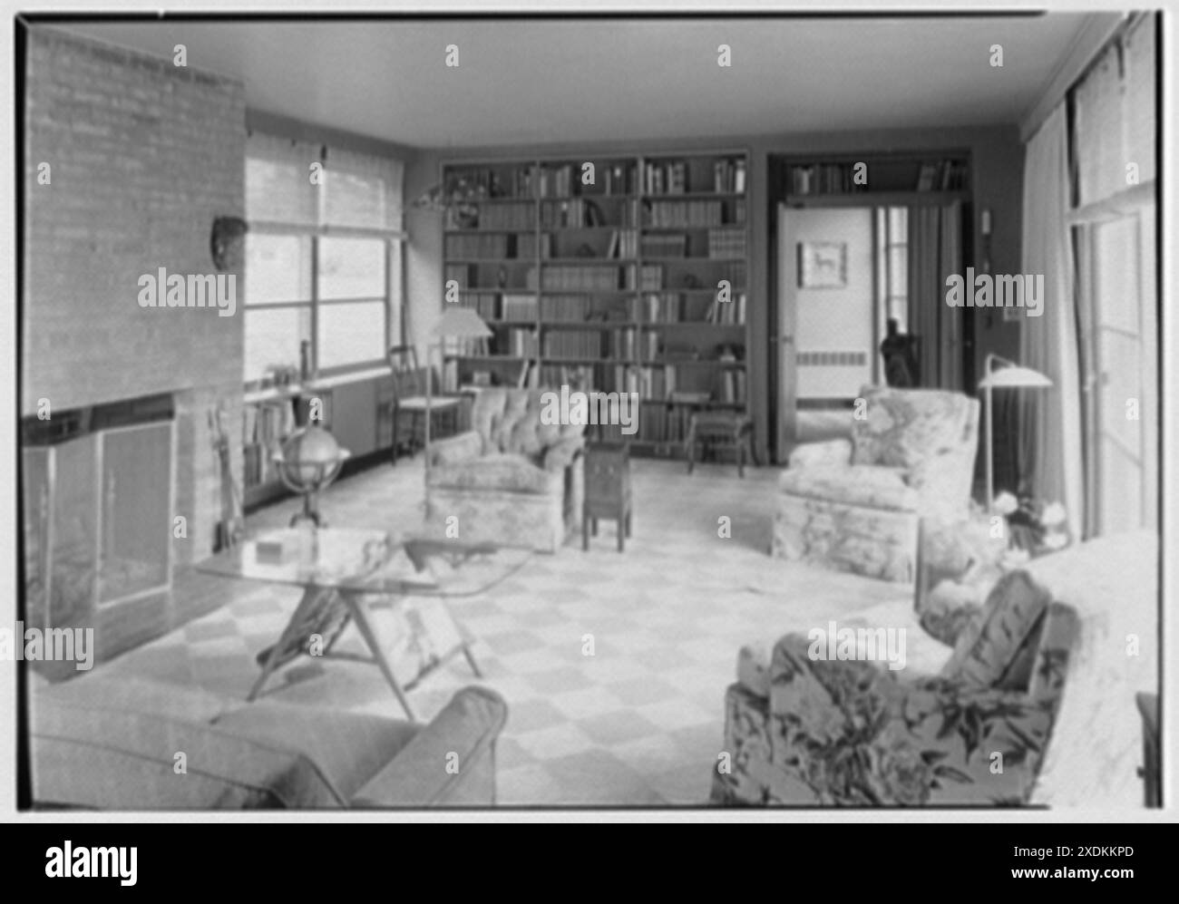 Harry T. Caesar, residence in Purdy, New York. Living room, to entrance ...