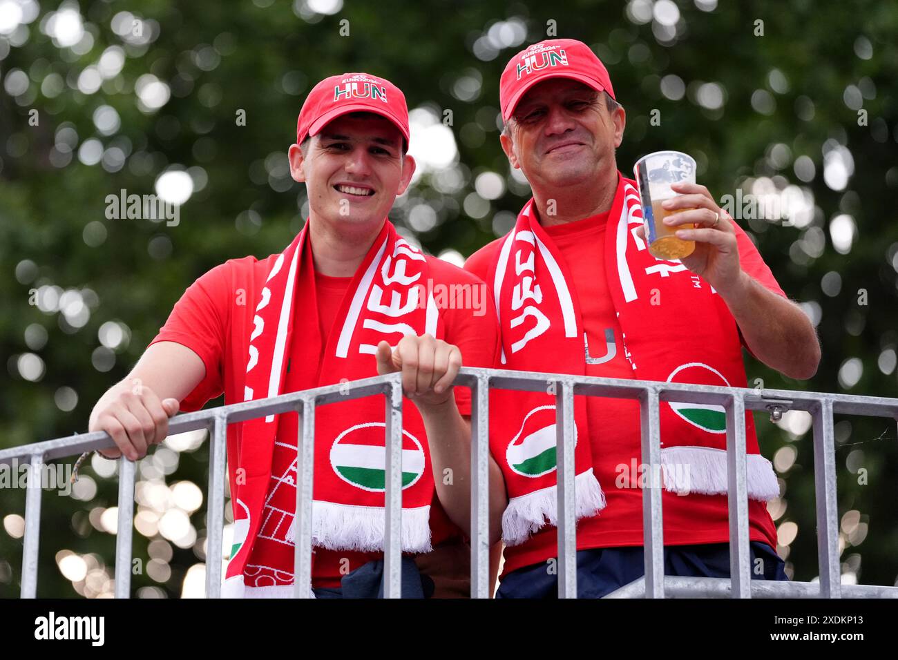 Hungary fans arrive at the ground ahead of the UEFA Euro 2024 Group A ...