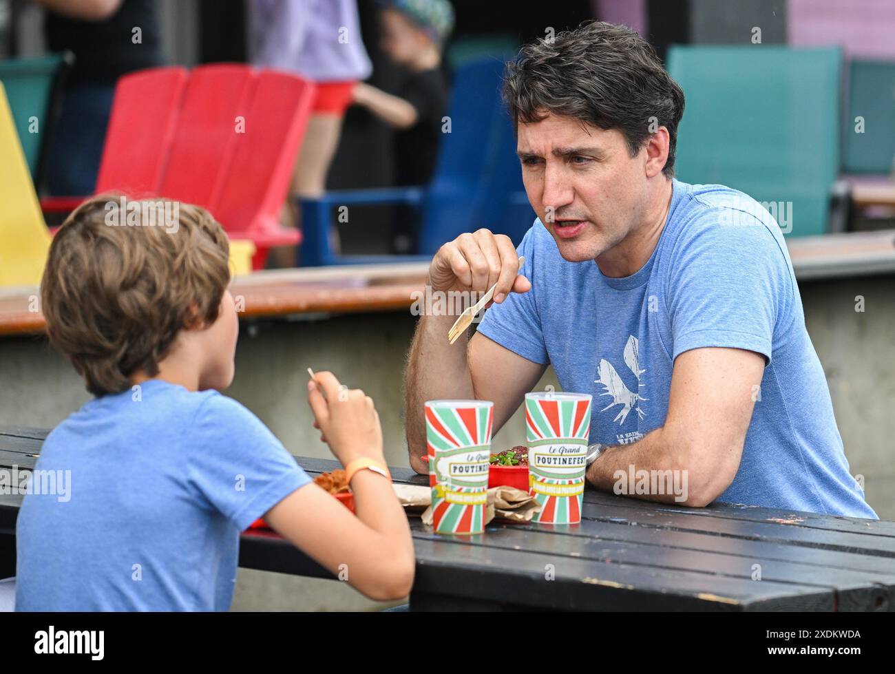 Chateauguay, Canada. 23rd June, 2024. Prime Minister Justin Trudeau and ...