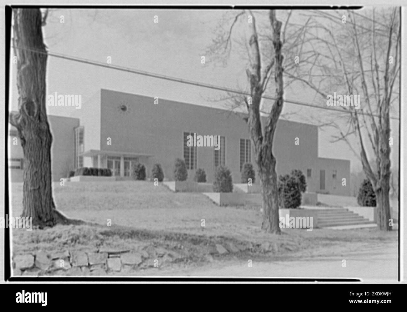 Harrison High School, Harrison, New York. North facade and steps ...