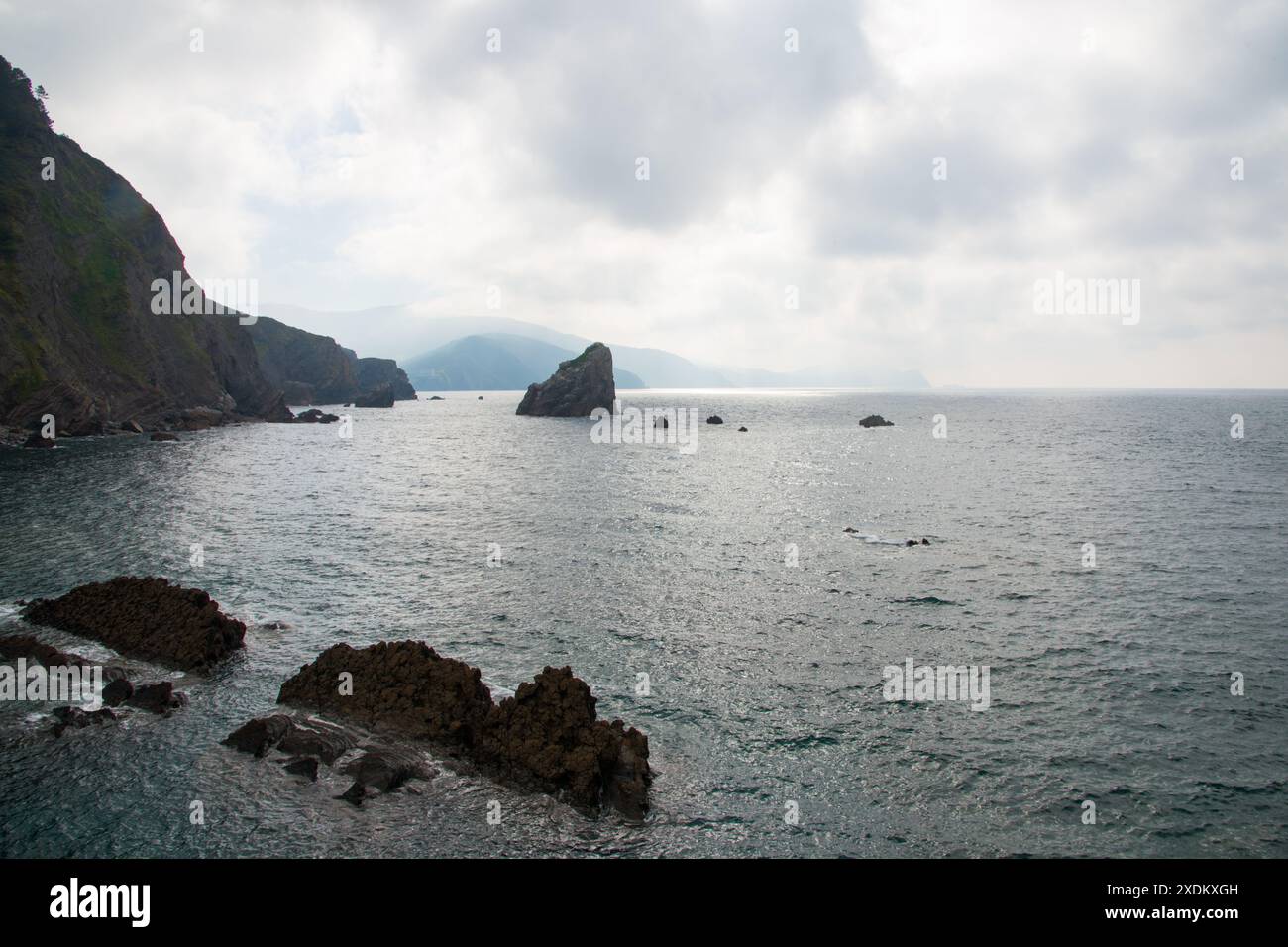 Beautiful view of Bay of Biscay, near San Juan of Gaztelugatxe Stock ...