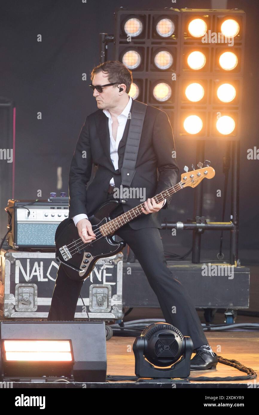 Brad Truax, live bassist of the band Interpol live at the Parkbuehne ...