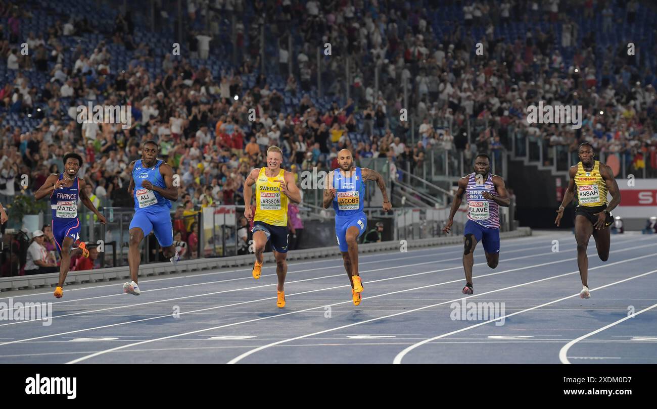 Mens 100m final at the European Athletics Championships, Stadio ...