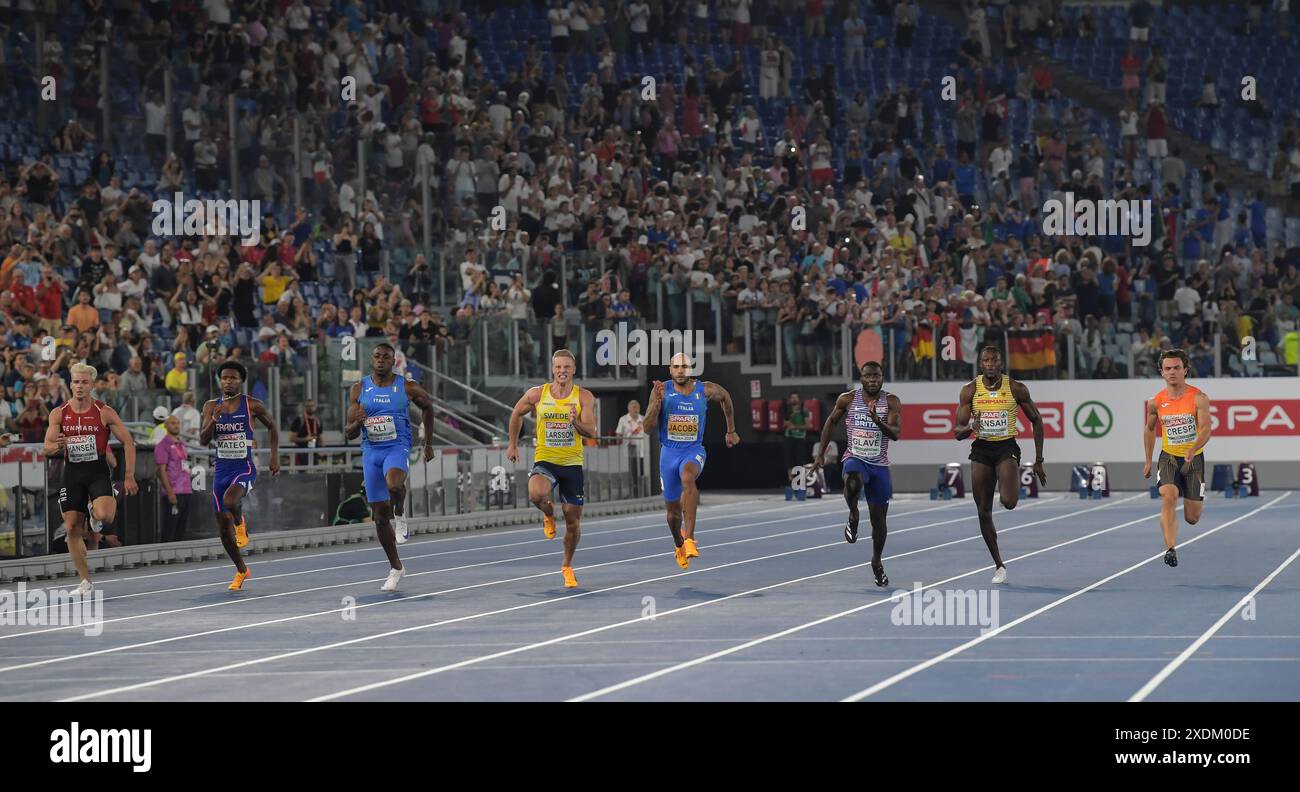Mens 100m final at the European Athletics Championships, Stadio ...