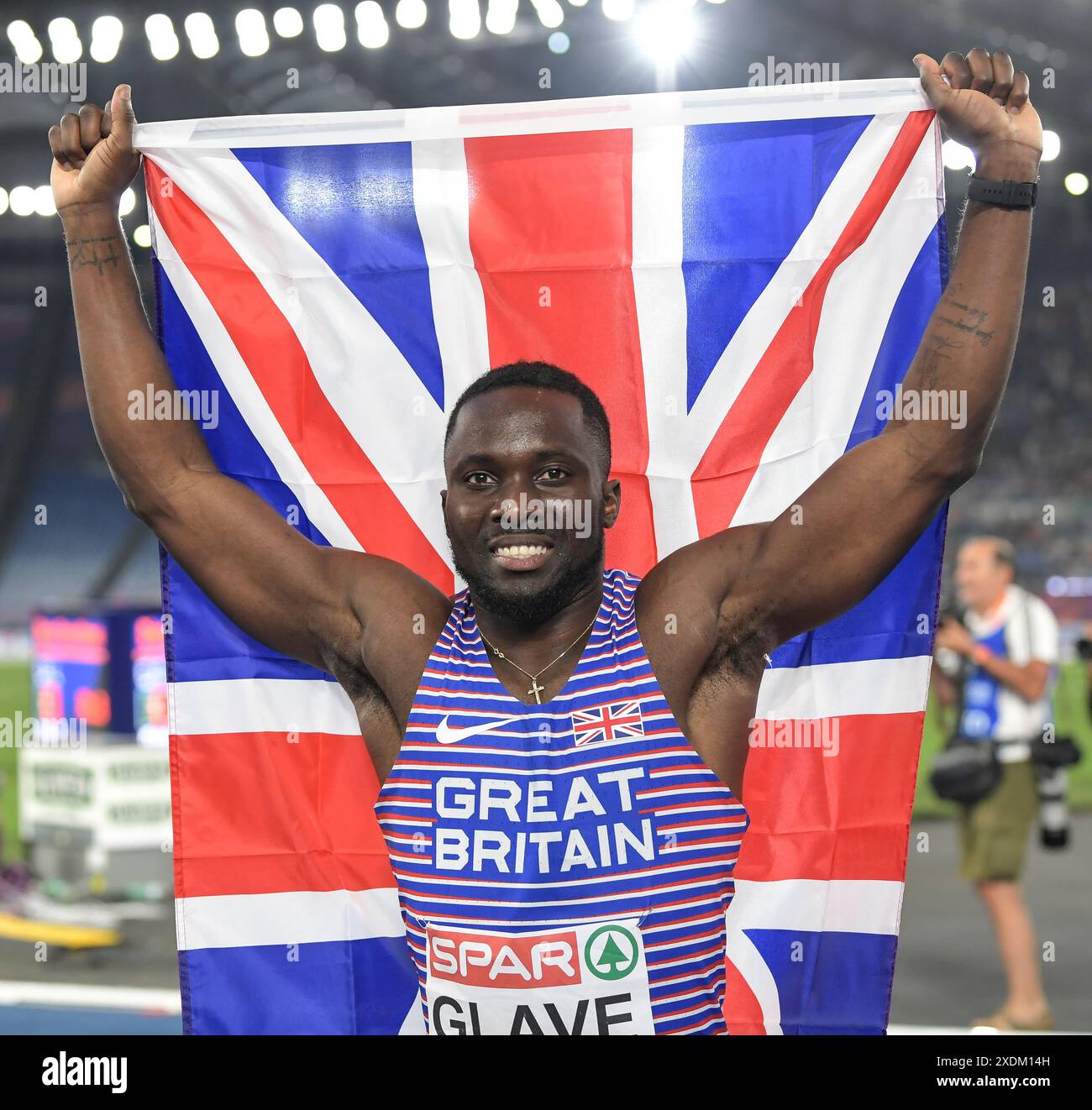 Romell Glave of Great Britain competing in the mens 100m final at the ...