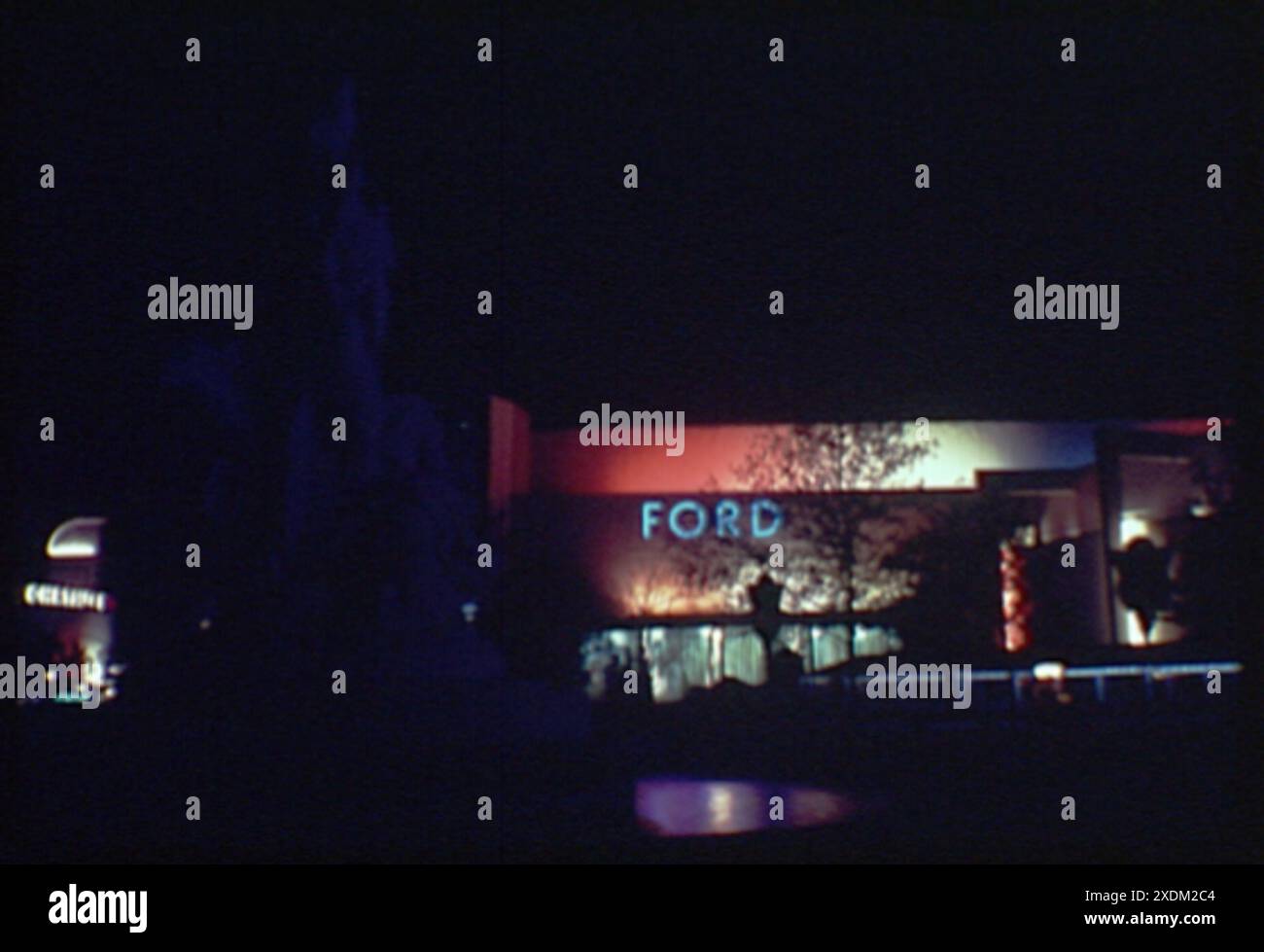 World's Fair. Ford Motor Company Building sign at night. Gottscho ...
