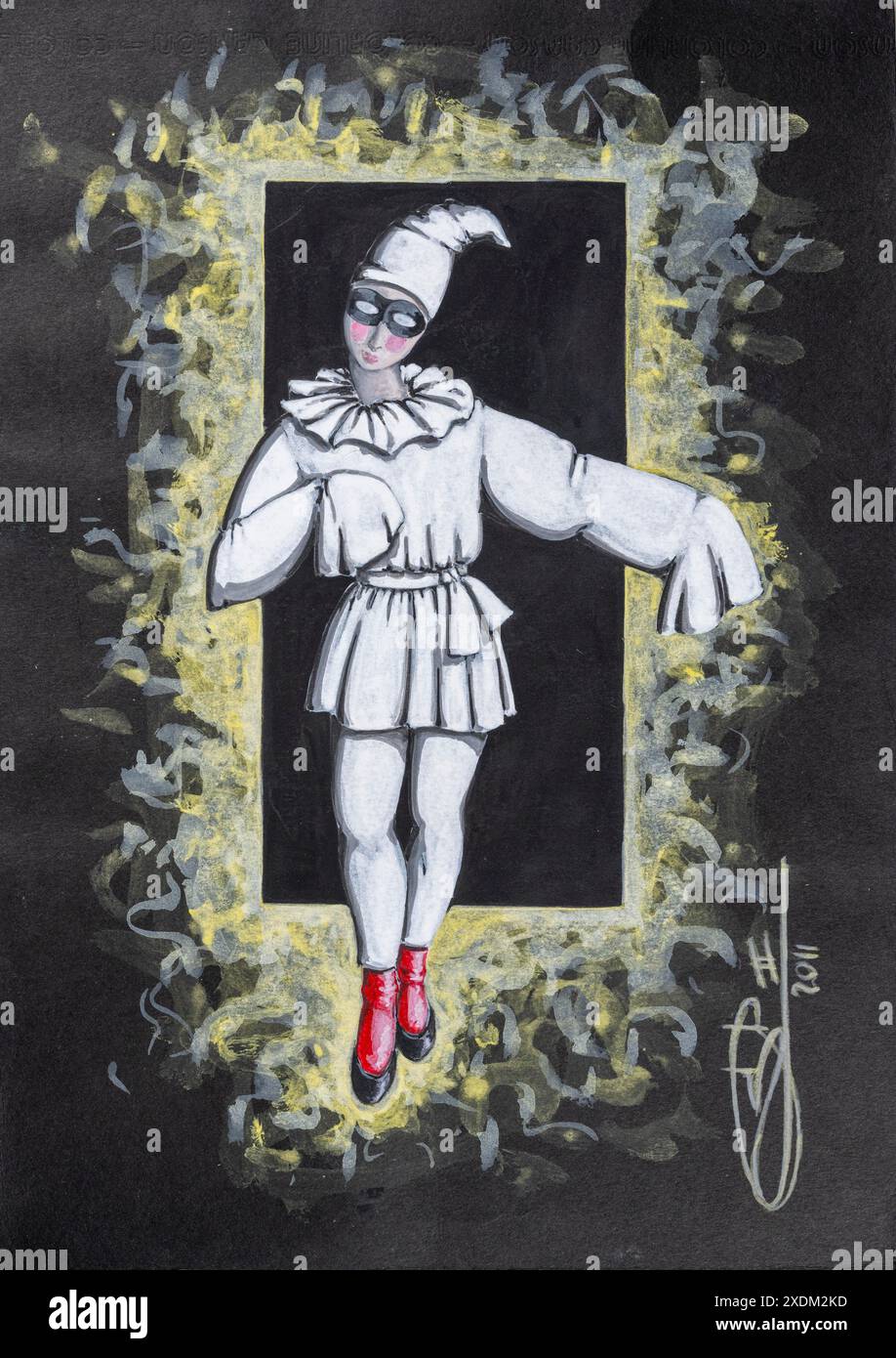 Dance, ballet, theatre costume, pencil drawing, sketch, mixed media ...
