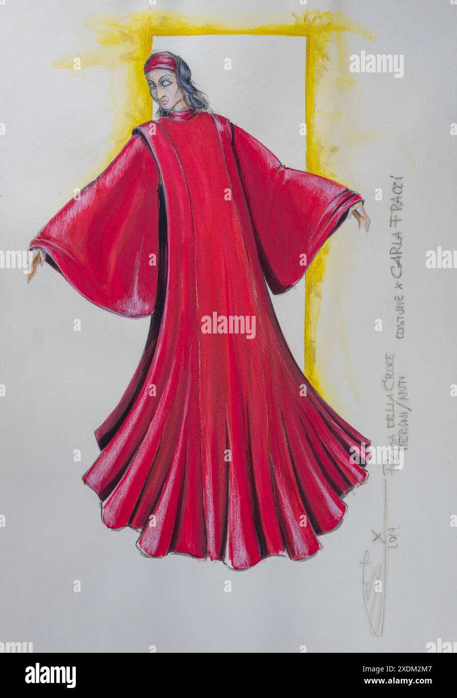 Dance, ballet, theatre costume, pencil drawing, sketch, mixed media ...