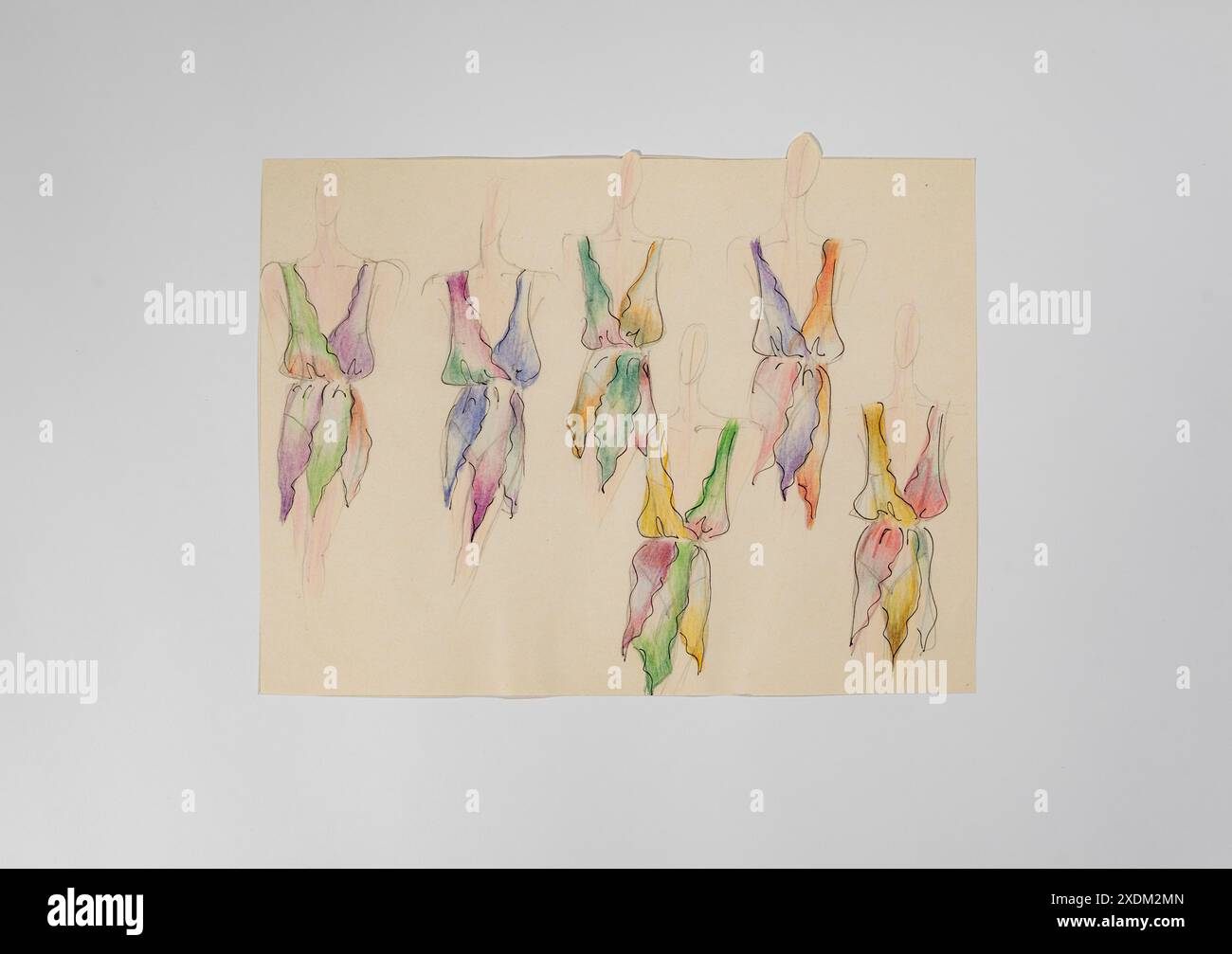 Dance, ballet, theatre costume, pencil drawing, sketch, mixed media ...