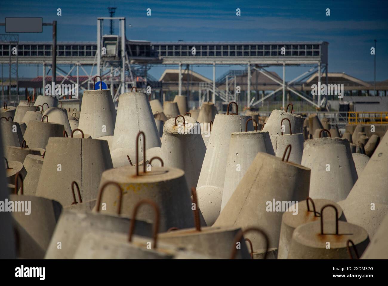 industrial ship port used concrete constructions as guard protect port ...