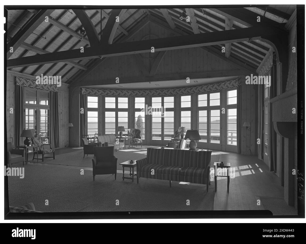 The Dunes Club, Narragansett, Rhode Island. Club room to ocean window ...