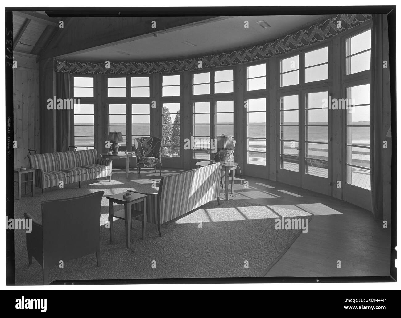 The Dunes Club, Narragansett, Rhode Island. Club room, detail of ocean ...