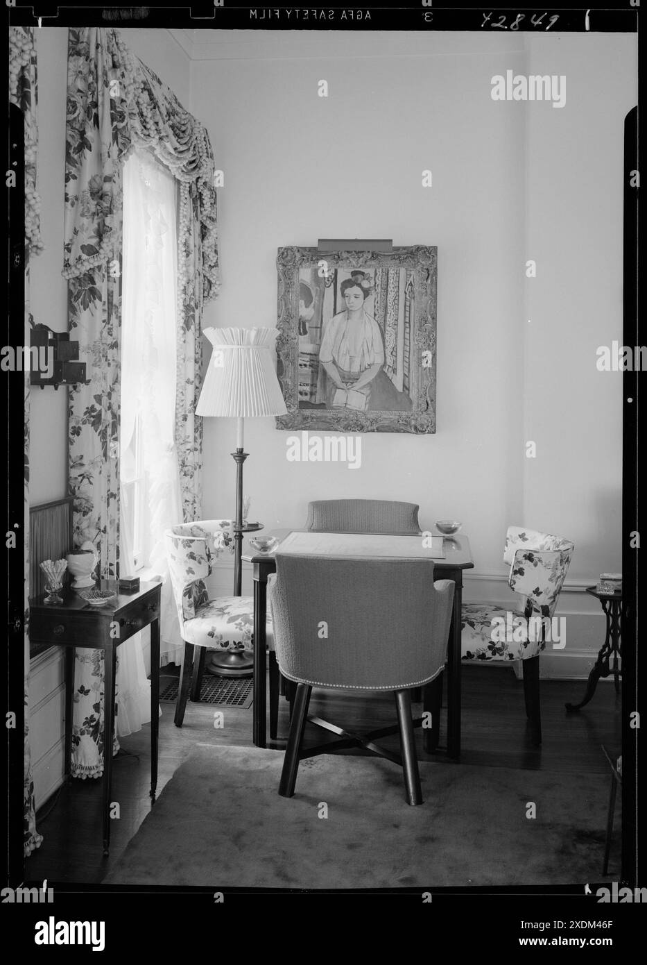 William S. Paley, residence in Manhasset, Long Island. Living room game ...