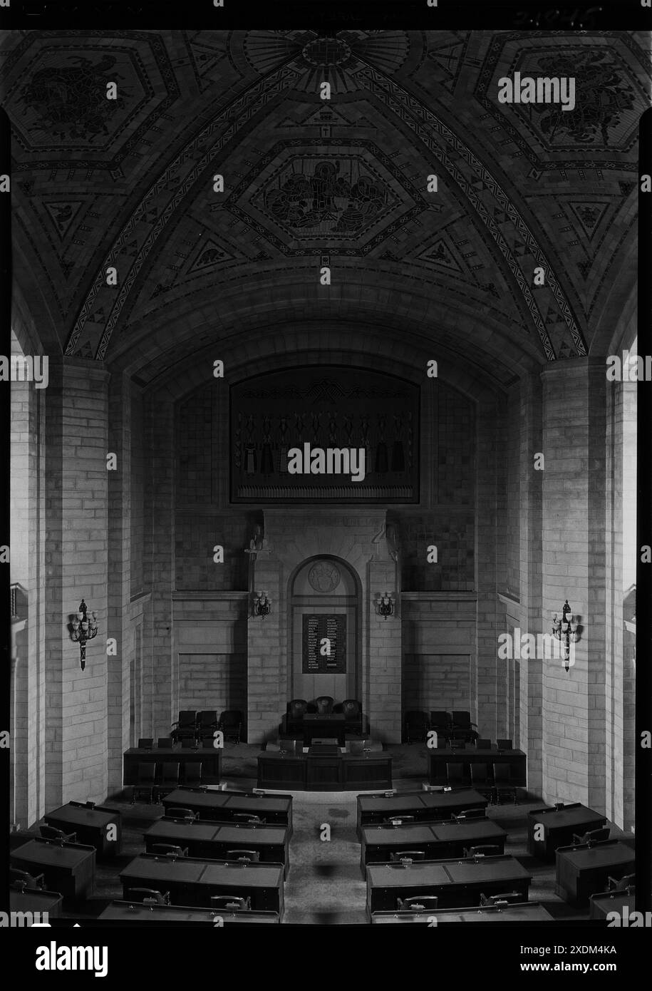 Nebraska State Capitol, Lincoln, Nebraska. Senate chamber from balcony ...