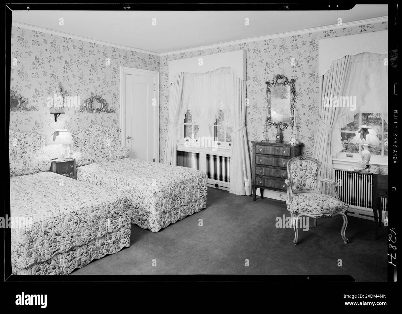 William S. Paley, residence in Manhasset, Long Island. Guest room, to ...