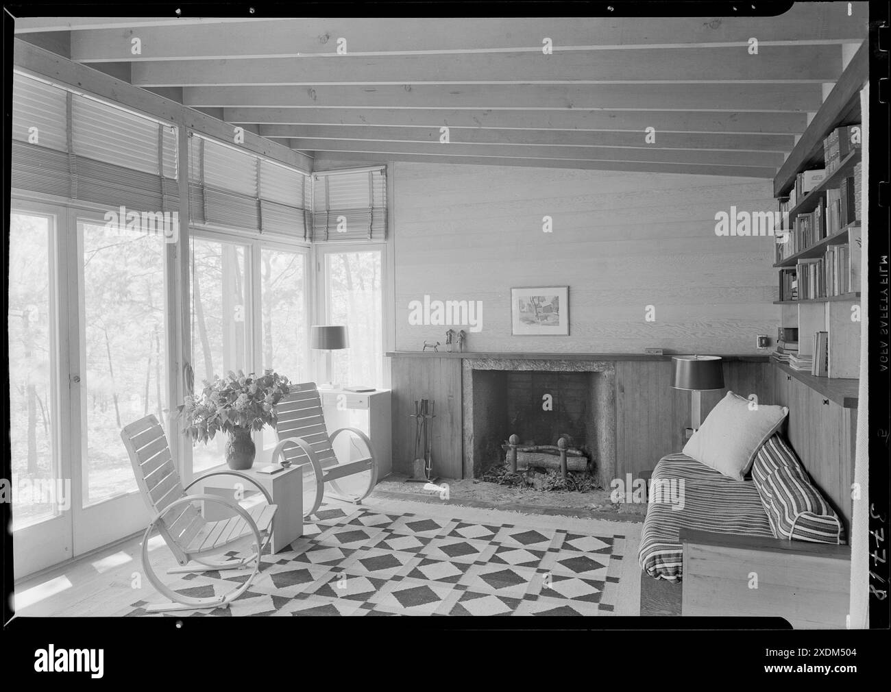 John C.B. Moore, residence in Pound Ridge, New York. Living room, to ...