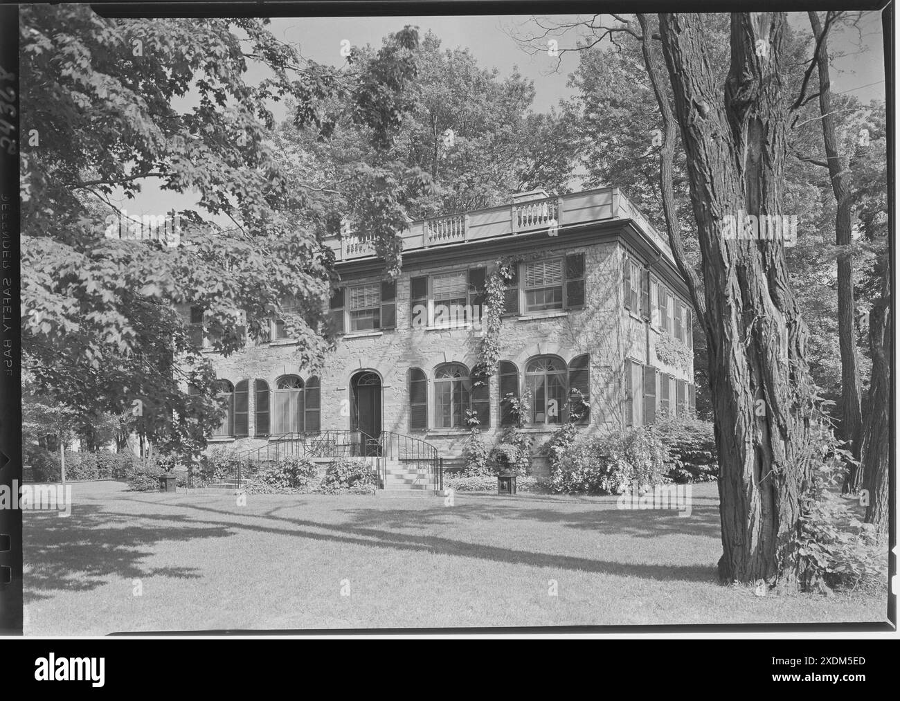 Reflection stone house in Black and White Stock Photos & Images - Alamy
