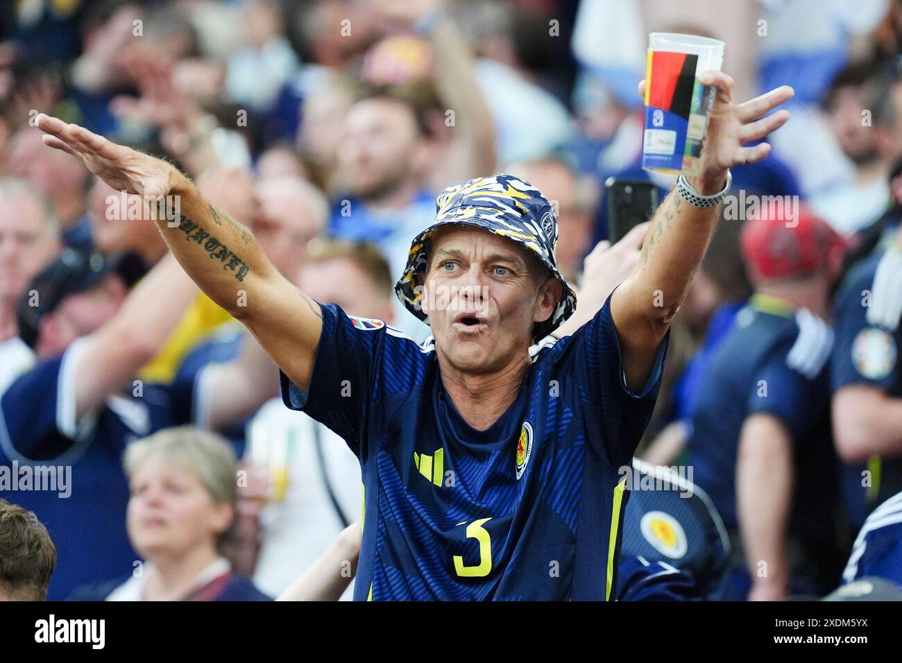 A Scotland fan inside the stadium ahead of the UEFA Euro 2024 Group A ...
