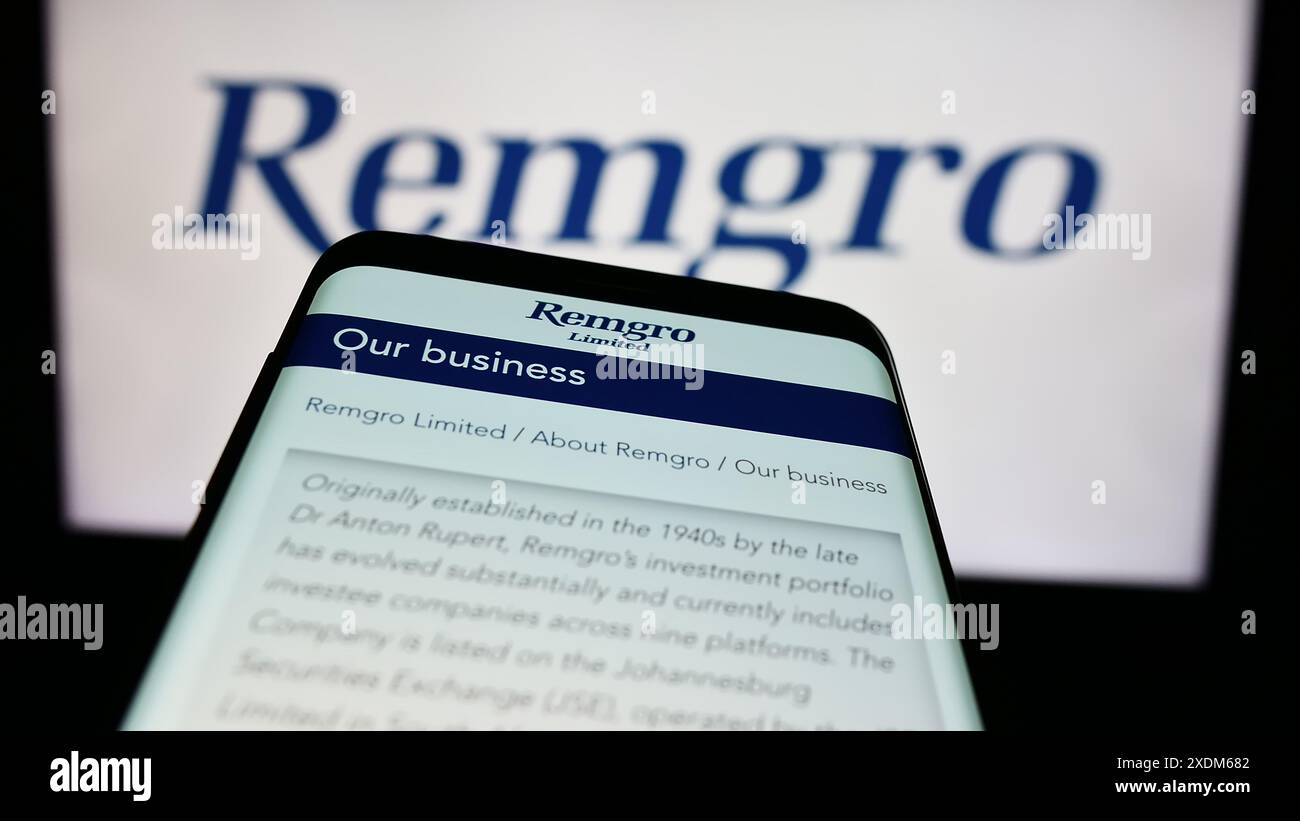Mobile phone with website of South African investment company Remgro ...