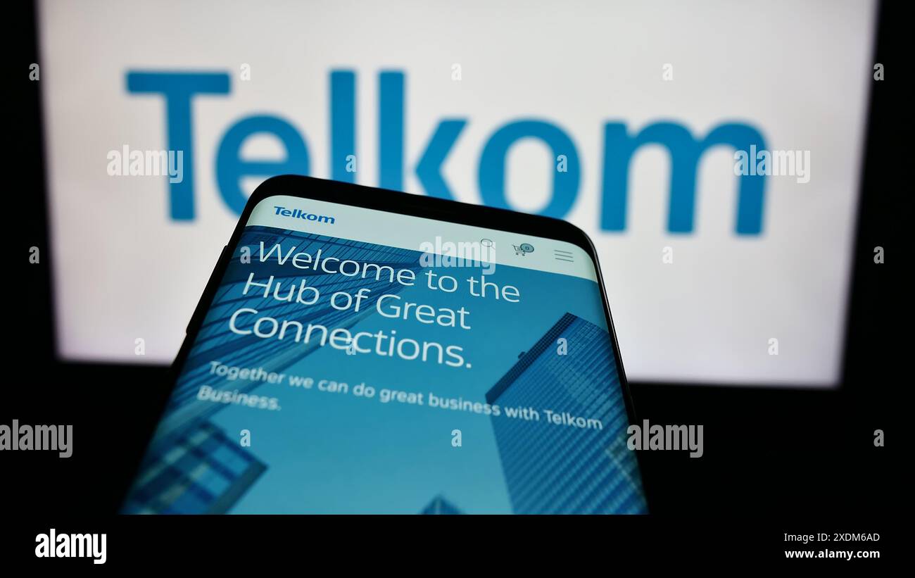 Smartphone with website of South African company Telkom SA SOC Limited ...