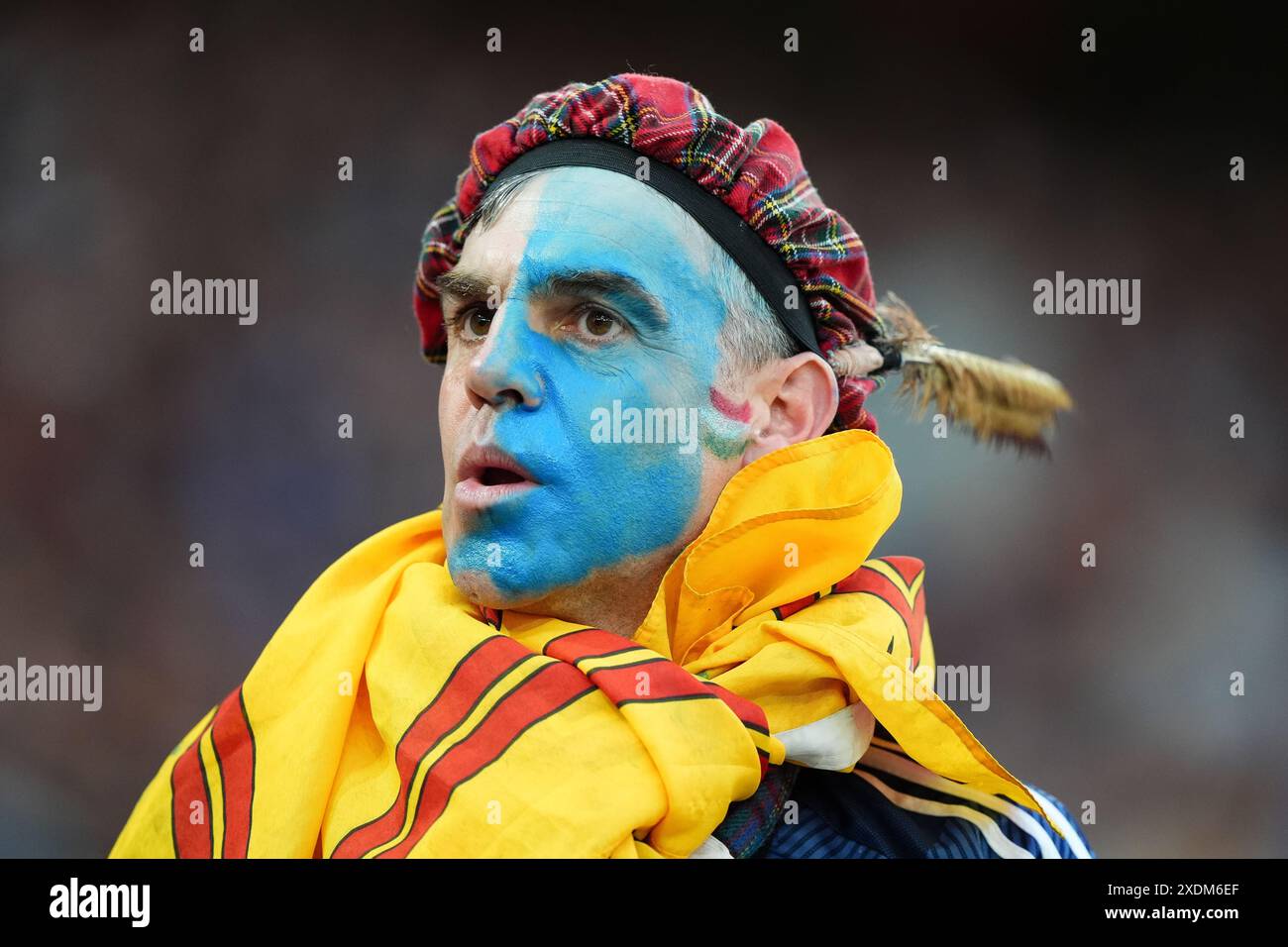 A Scotland fan inside the stadium ahead of the UEFA Euro 2024 Group A ...