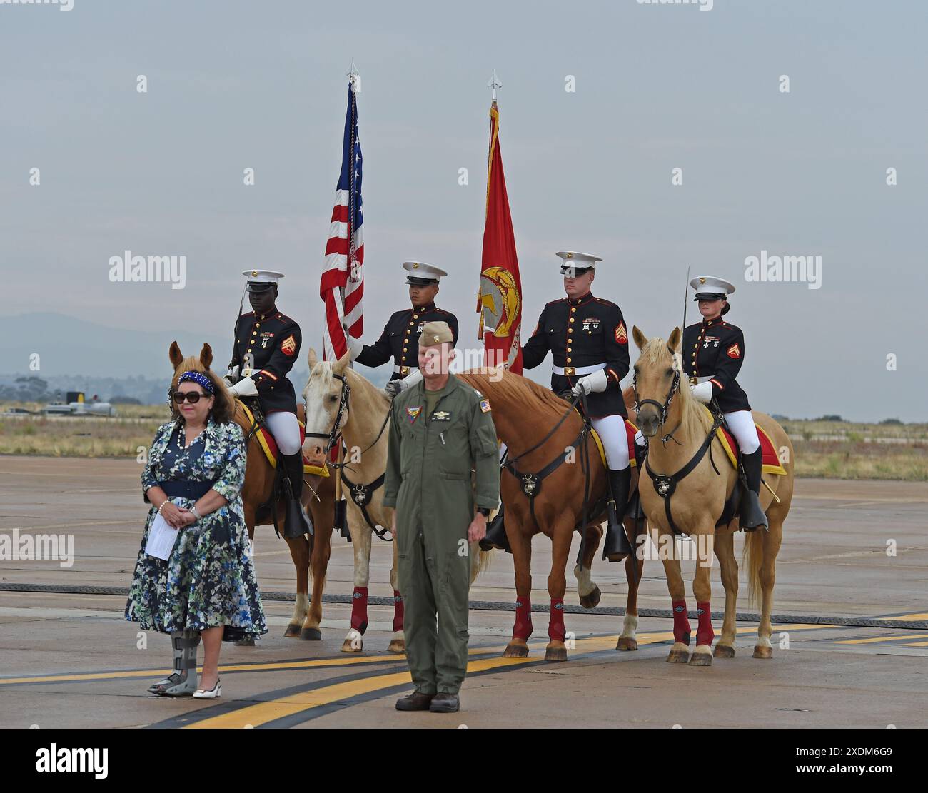 United States Marine Corps mounted color guard at MCAS Miramar Stock ...