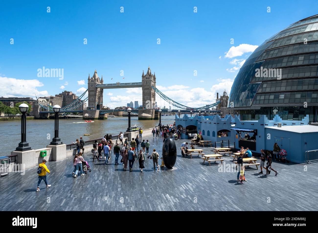 Tourists at City Hall and Tower Bridge, London, England Stock Photo - Alamy