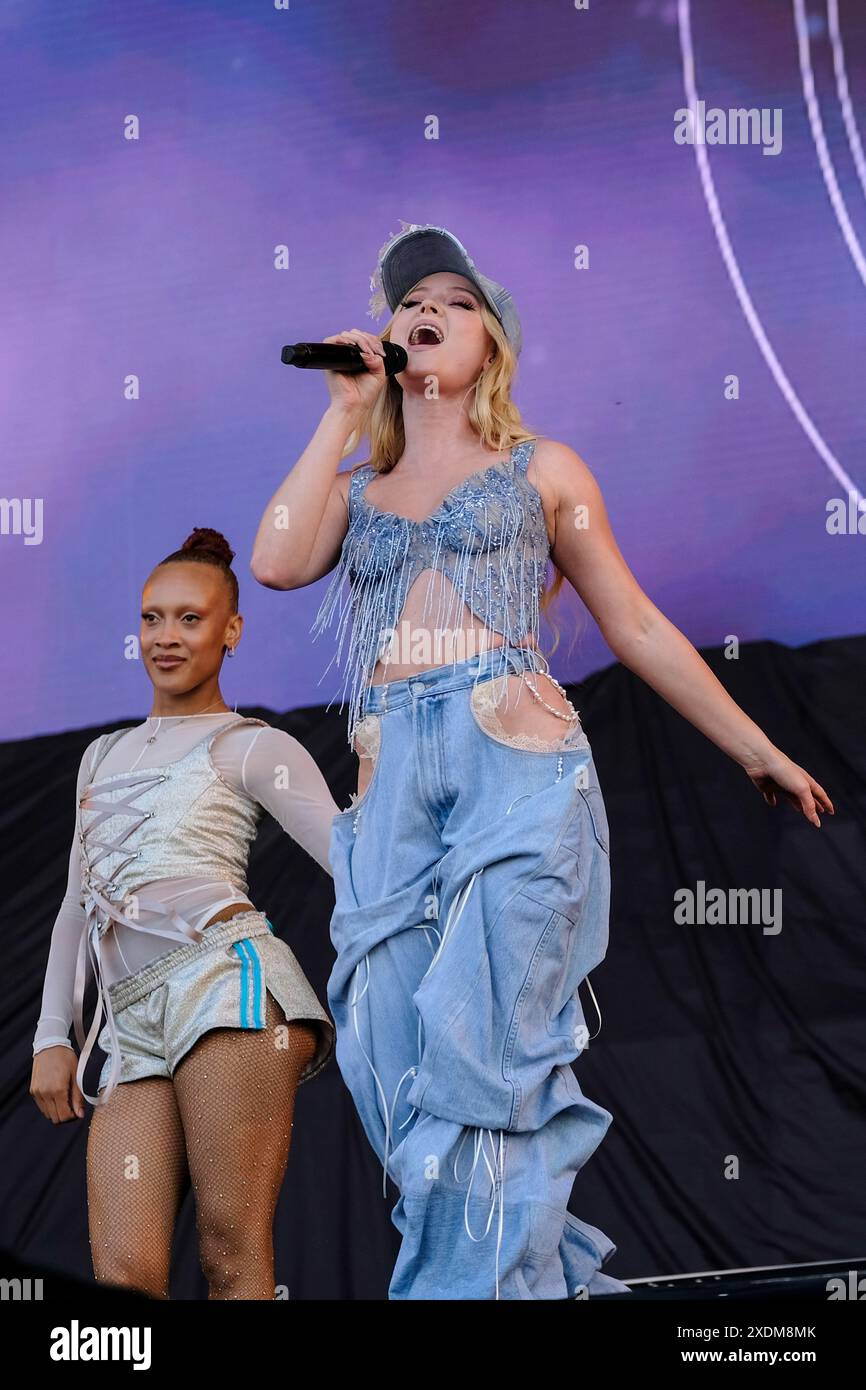 Newport, UK. 23rd June, 2024. Swedish born singer Zara Maria Larsson ...