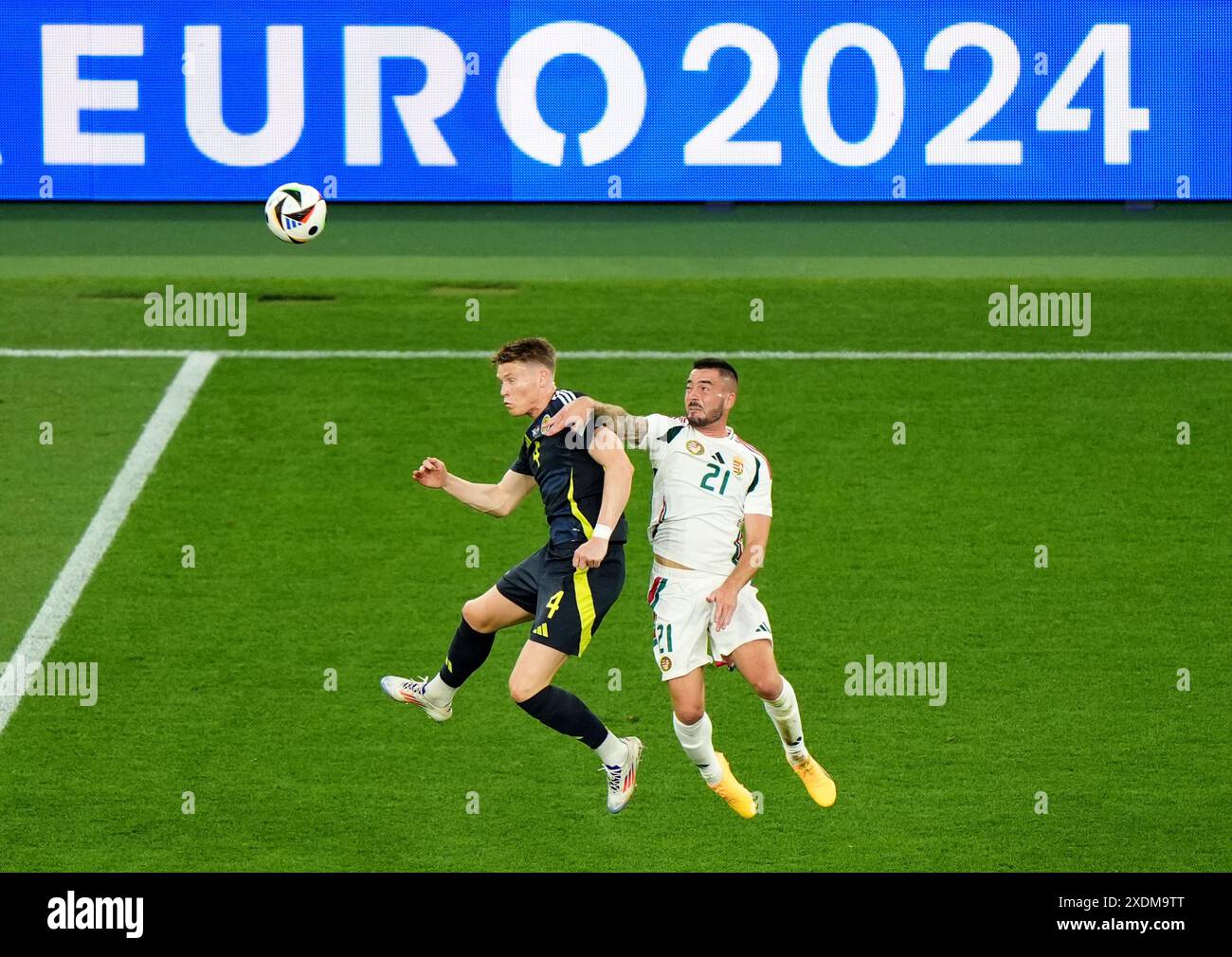 Scotland's Scott McTominay (left) and Hungary's Endre Botka battle for ...