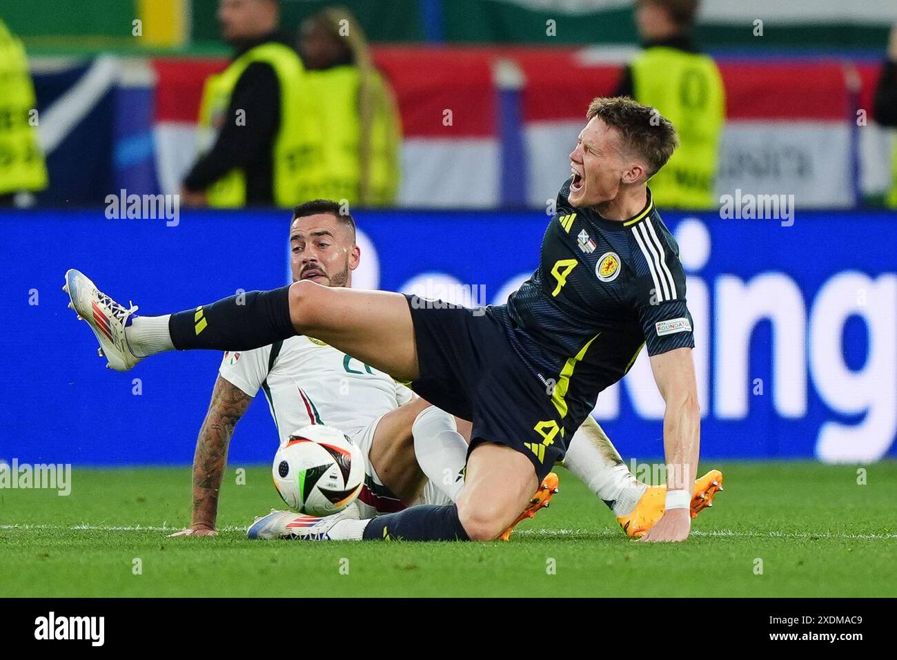Hungary's Endre Botka (left) and Scotland's Scott McTominay battle for ...