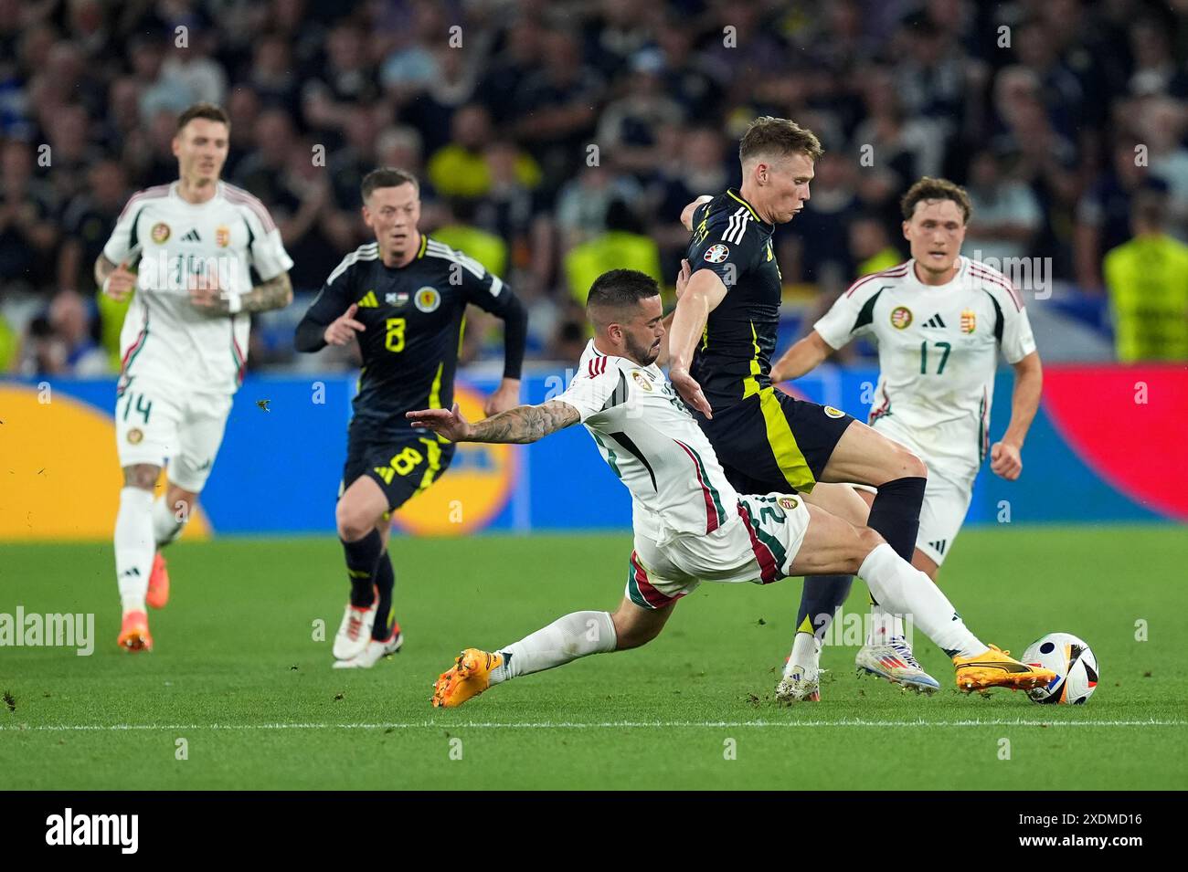 Hungary's Endre Botka and Scotland's Scott McTominay battle for the ...
