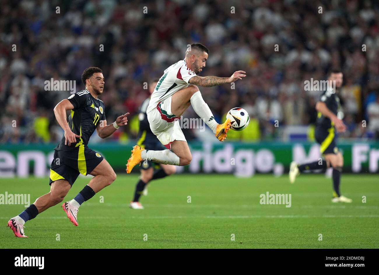 Hungary's Endre Botka controls the ball during the UEFA Euro 2024 Group ...