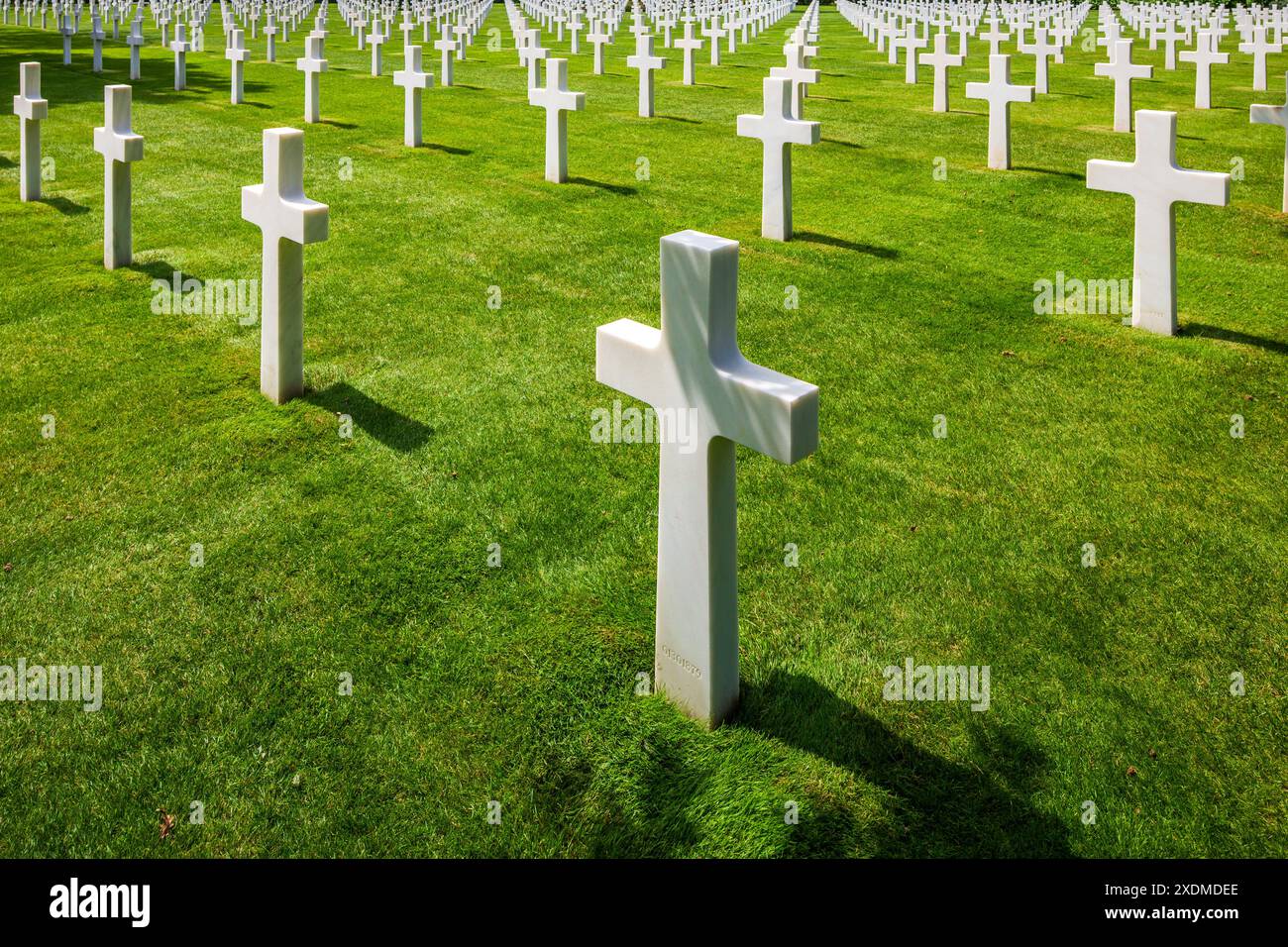 Rows of white crosses at the American military cemetery in Normandy ...