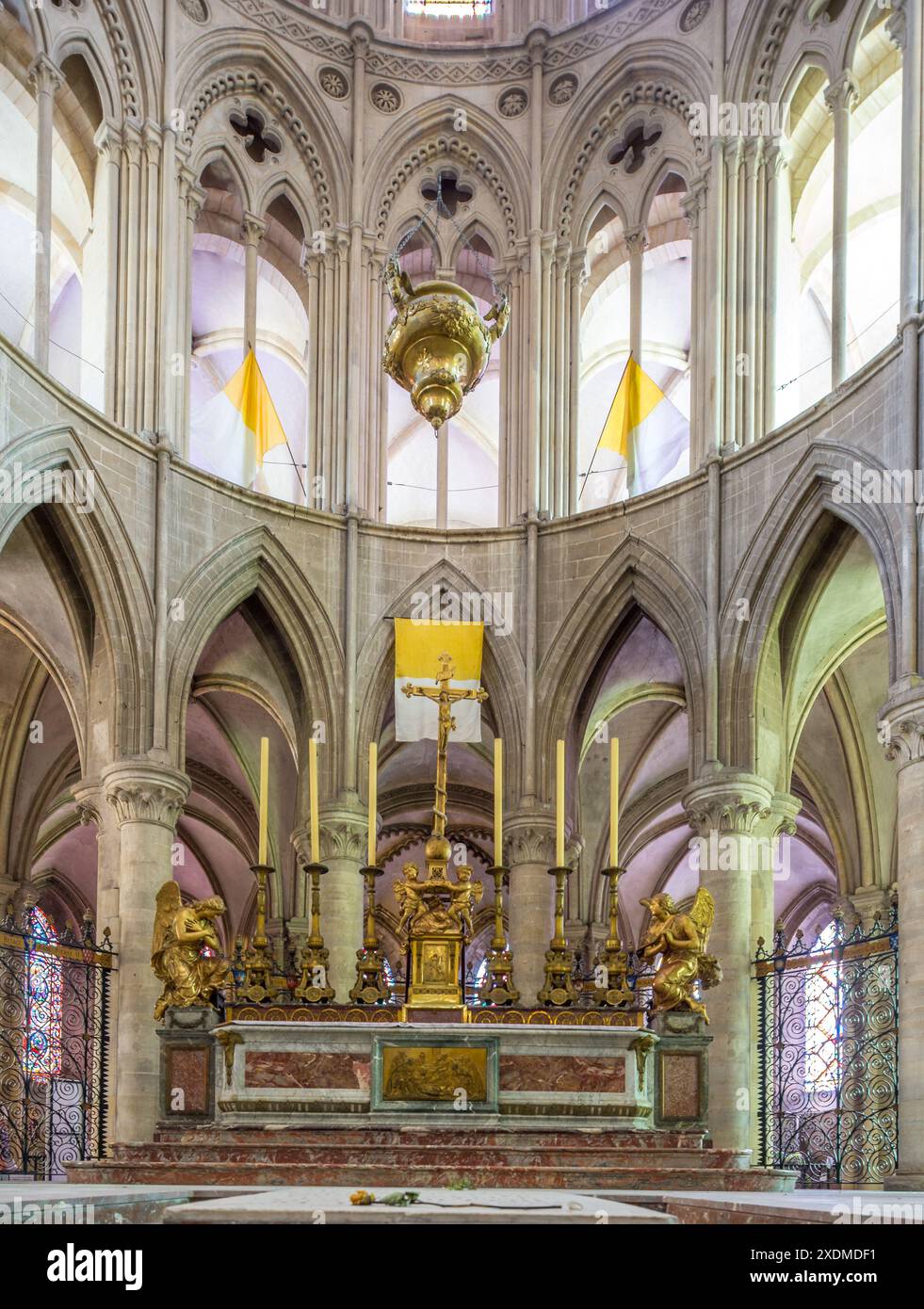 The ornate altar inside the Men's Abbey, church of Saint Etienne ...